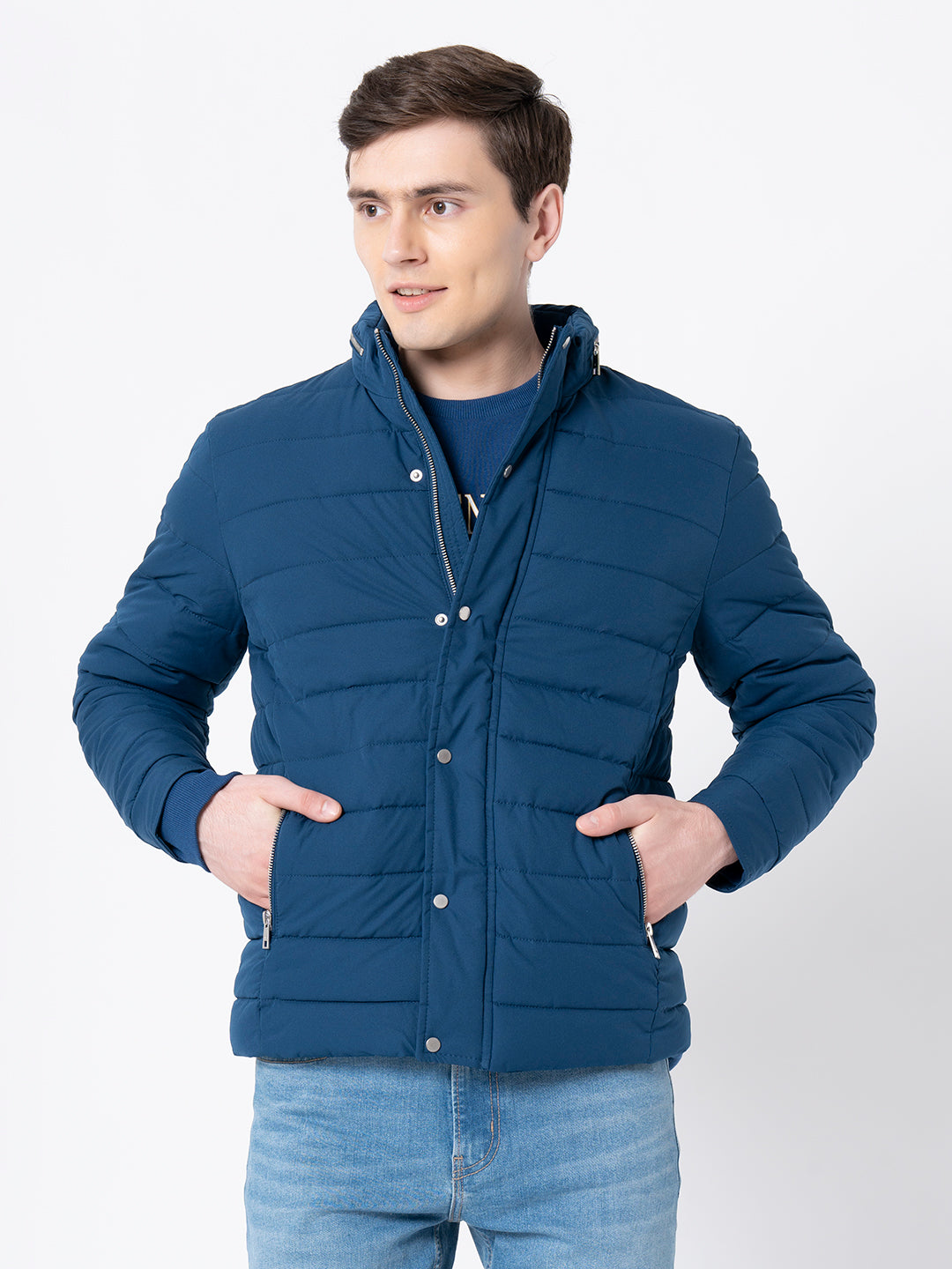 Red Tape Men's Teal Solid Jacket | Redtape