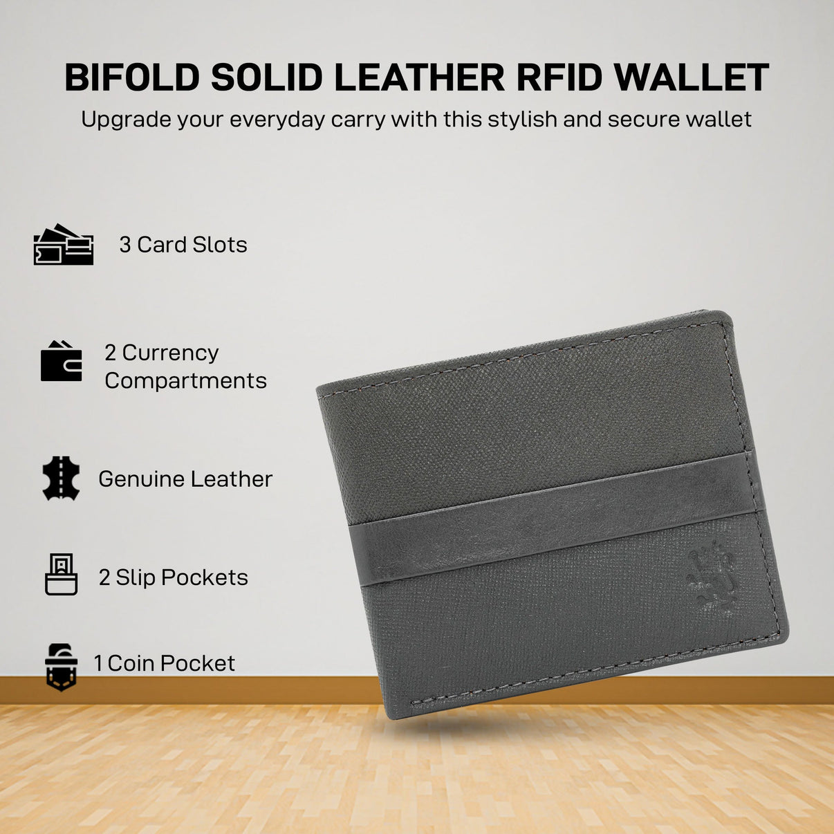 Mens Grey Leather Wallet | Redtape