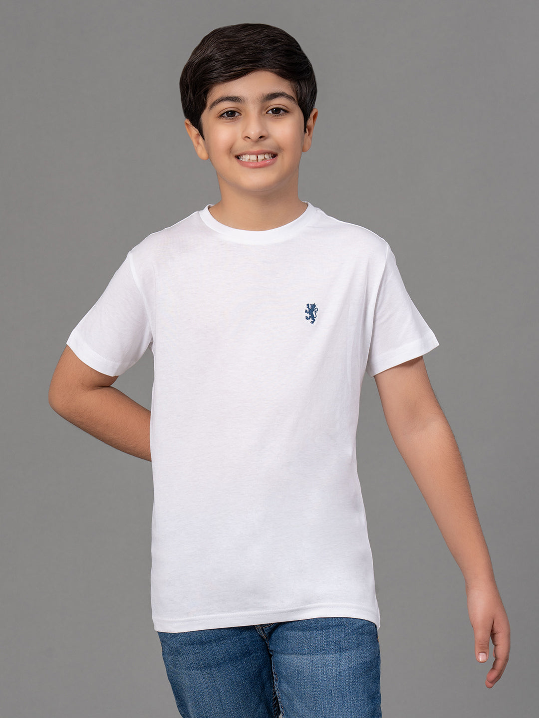 Boys White Solid Pure Cotton T-Shirt – Redtape