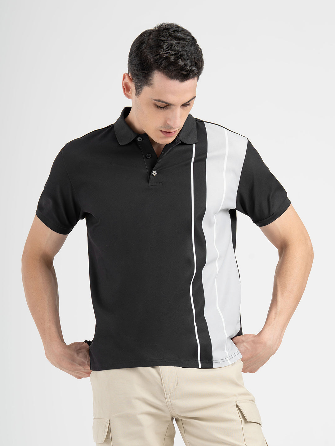 Red Tape MenÃ¢â‚¬â„¢s Black Stripe Sports Polo T-Shirt – Redtape